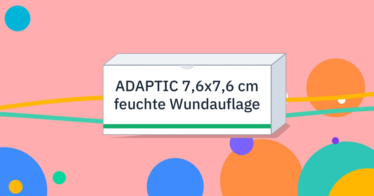 Symbolbild: Packung mit der Aufschrift ADAPTIC 7,6x7,6 cm feuchte Wundauflage (PZN 18055303) – Verfügbarkeit und Bezug in Apotheken in Frankfurt am Main
