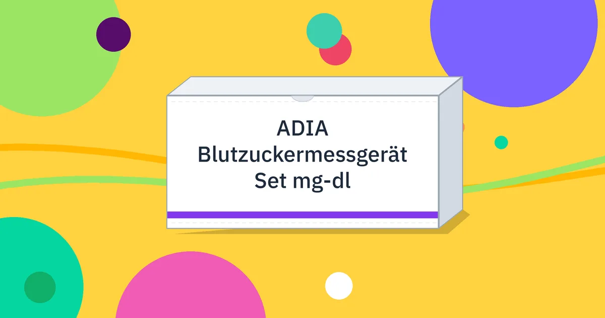 Symbolbild: Packung mit der Aufschrift ADIA Blutzuckermessgerät Set mg-dl (PZN 11110430) – Verfügbarkeit und Bezug in Apotheken in Frankfurt am Main