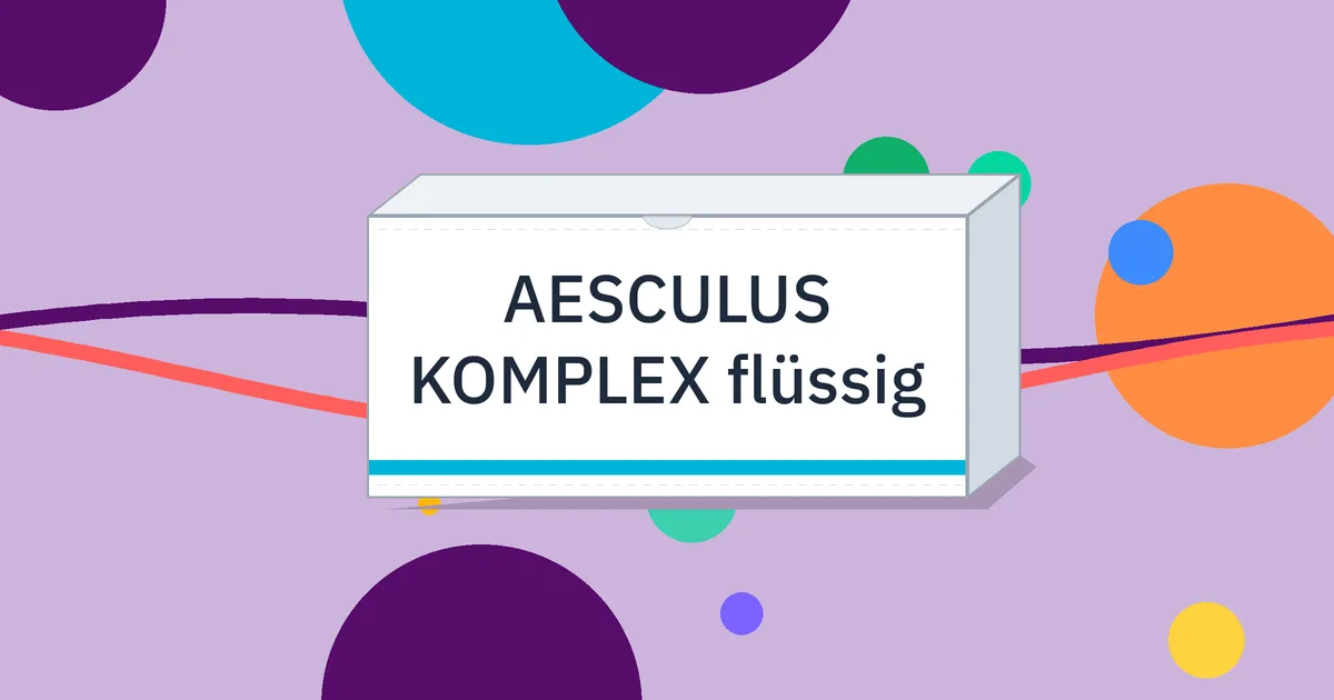 Symbolbild: Packung mit der Aufschrift AESCULUS KOMPLEX flüssig (PZN 02194014) – Verfügbarkeit und Bezug in Apotheken in Frankfurt am Main
