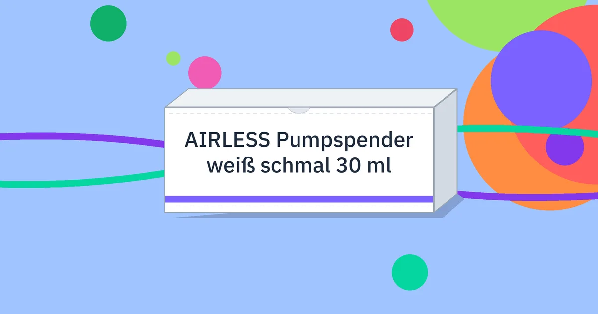 Symbolbild: Packung mit der Aufschrift AIRLESS Pumpspender weiß schmal 30 ml (PZN 10197618) – Verfügbarkeit und Bezug in Apotheken in Frankfurt am Main