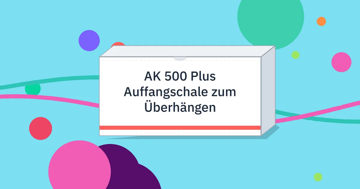 Symbolbild: Packung mit der Aufschrift AK 500 Plus Auffangschale zum Überhängen (PZN 16331868) – Verfügbarkeit und Bezug in Apotheken in Frankfurt am Main