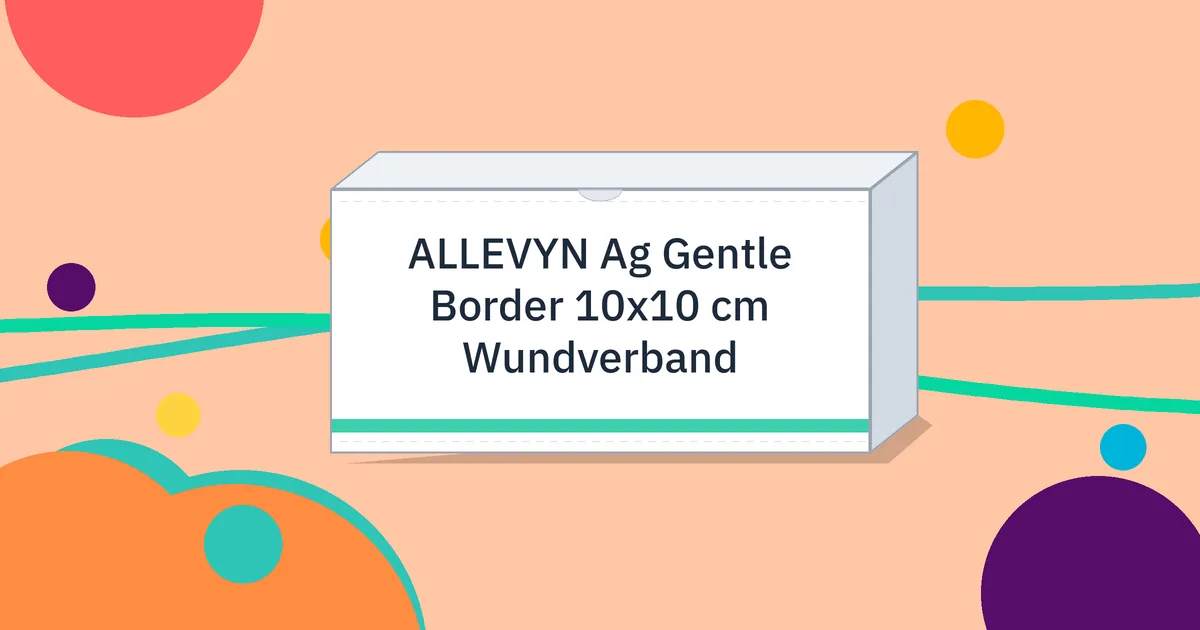 Symbolbild: Packung mit der Aufschrift ALLEVYN Ag Gentle Border 10x10 cm Wundverband (PZN 12555631) – Verfügbarkeit und Bezug in Apotheken in Frankfurt am Main