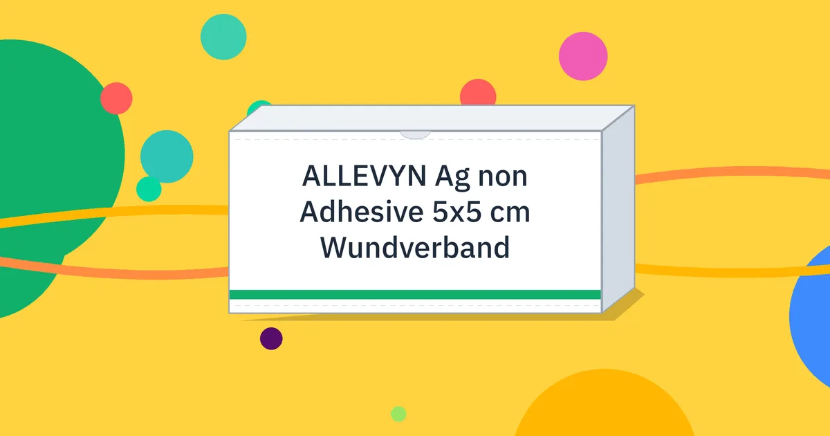 Symbolbild: Packung mit der Aufschrift ALLEVYN Ag non Adhesive 5x5 cm Wundverband (PZN 11853705) – Verfügbarkeit und Bezug in Apotheken in Frankfurt am Main