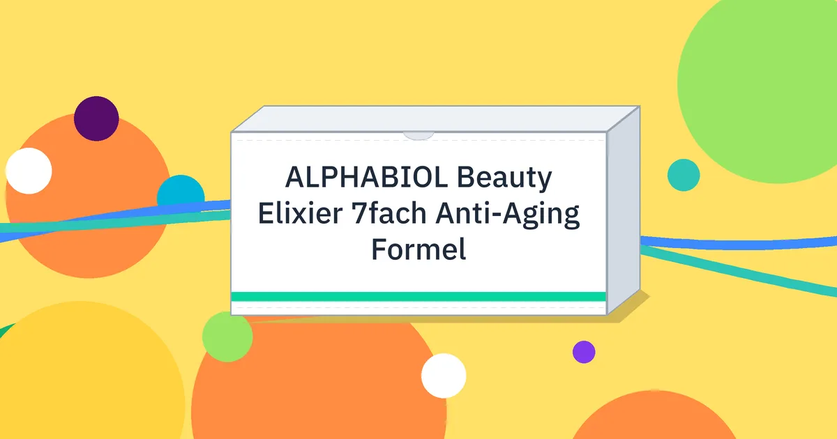 Symbolbild: Packung mit der Aufschrift ALPHABIOL Beauty Elixier 7fach Anti-Aging Formel (PZN 16350009) – Verfügbarkeit und Bezug in Apotheken in Frankfurt am Main