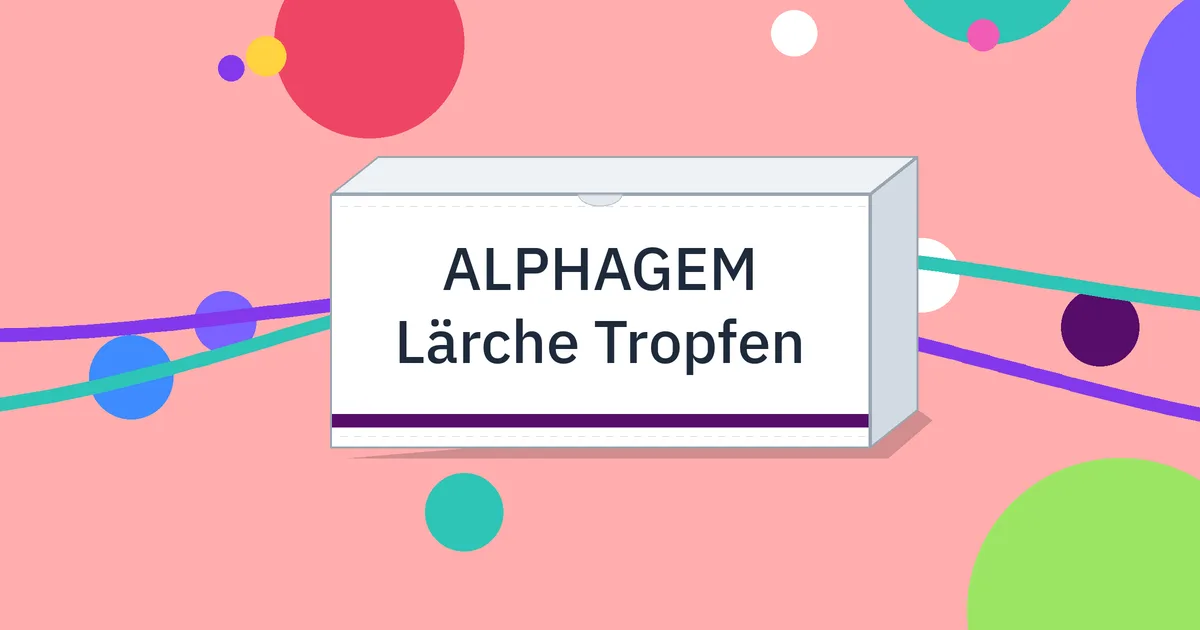 Symbolbild: Packung mit der Aufschrift ALPHAGEM Lärche Tropfen (PZN 20297232) – Verfügbarkeit und Bezug in Apotheken in Frankfurt am Main