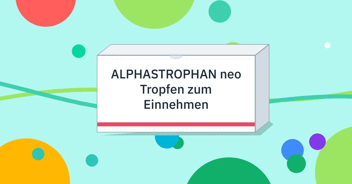Symbolbild: Packung mit der Aufschrift ALPHASTROPHAN neo Tropfen zum Einnehmen (PZN 17859620) – Verfügbarkeit und Bezug in Apotheken in Frankfurt am Main
