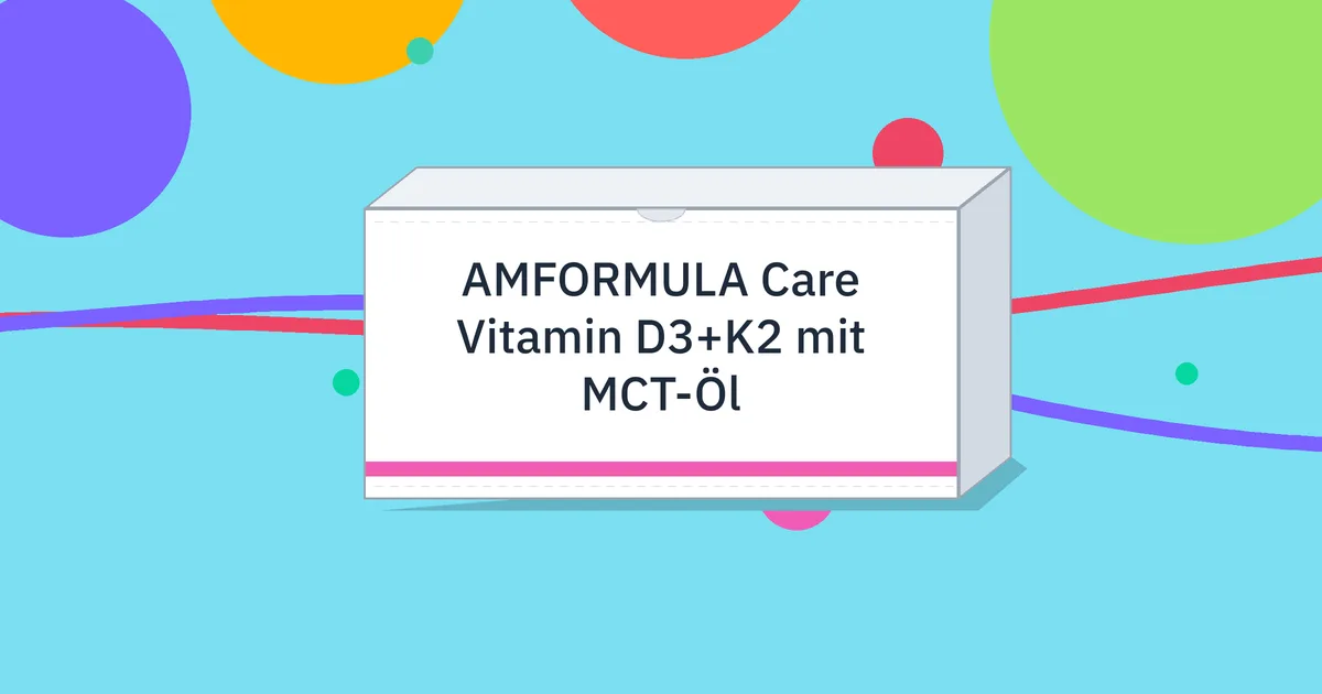 Symbolbild: Packung mit der Aufschrift AMFORMULA Care Vitamin D3+K2 mit MCT-Öl (PZN 19899196) – Verfügbarkeit und Bezug in Apotheken in Frankfurt am Main