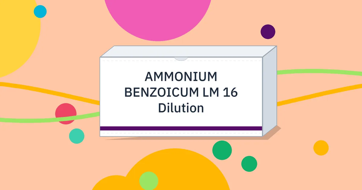 Symbolbild: Packung mit der Aufschrift AMMONIUM BENZOICUM LM 16 Dilution (PZN 13319973) – Verfügbarkeit und Bezug in Apotheken in Frankfurt am Main
