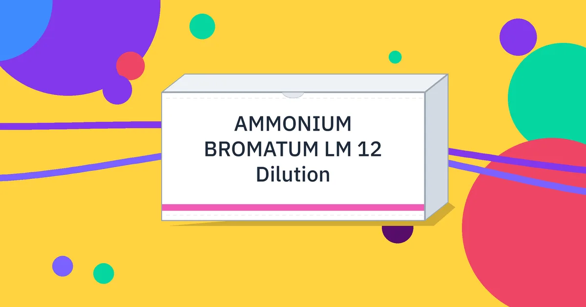 Symbolbild: Packung mit der Aufschrift AMMONIUM BROMATUM LM 12 Dilution (PZN 13320396) – Verfügbarkeit und Bezug in Apotheken in Frankfurt am Main
