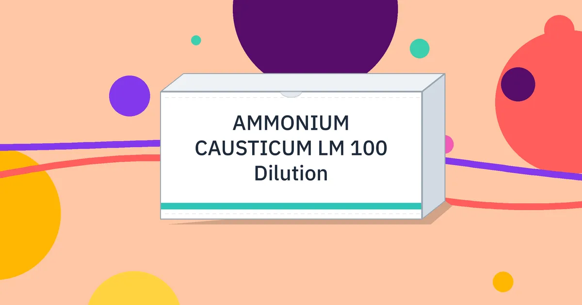 Symbolbild: Packung mit der Aufschrift AMMONIUM CAUSTICUM LM 100 Dilution (PZN 13321148) – Verfügbarkeit und Bezug in Apotheken in Frankfurt am Main