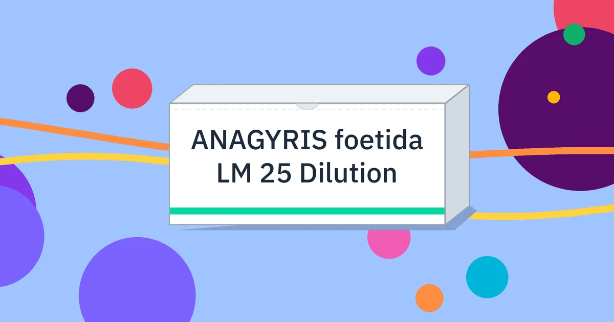 Symbolbild: Packung mit der Aufschrift ANAGYRIS foetida LM 25 Dilution (PZN 13328506) – Verfügbarkeit und Bezug in Apotheken in Frankfurt am Main