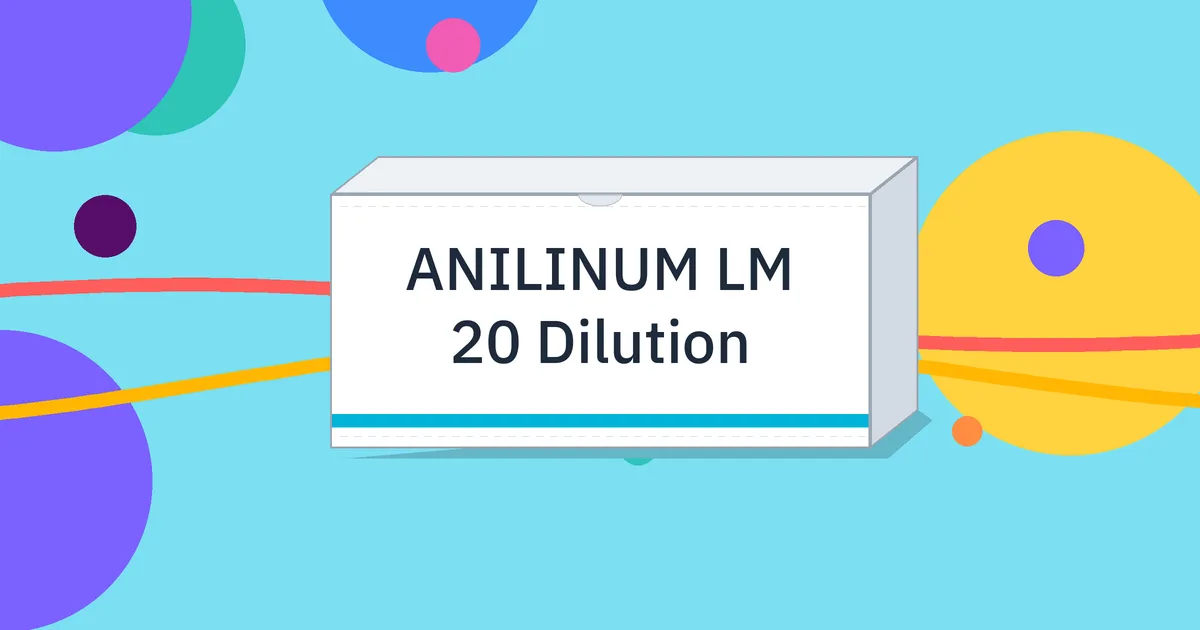 Symbolbild: Packung mit der Aufschrift ANILINUM LM 20 Dilution (PZN 12762494) – Verfügbarkeit und Bezug in Apotheken in Frankfurt am Main