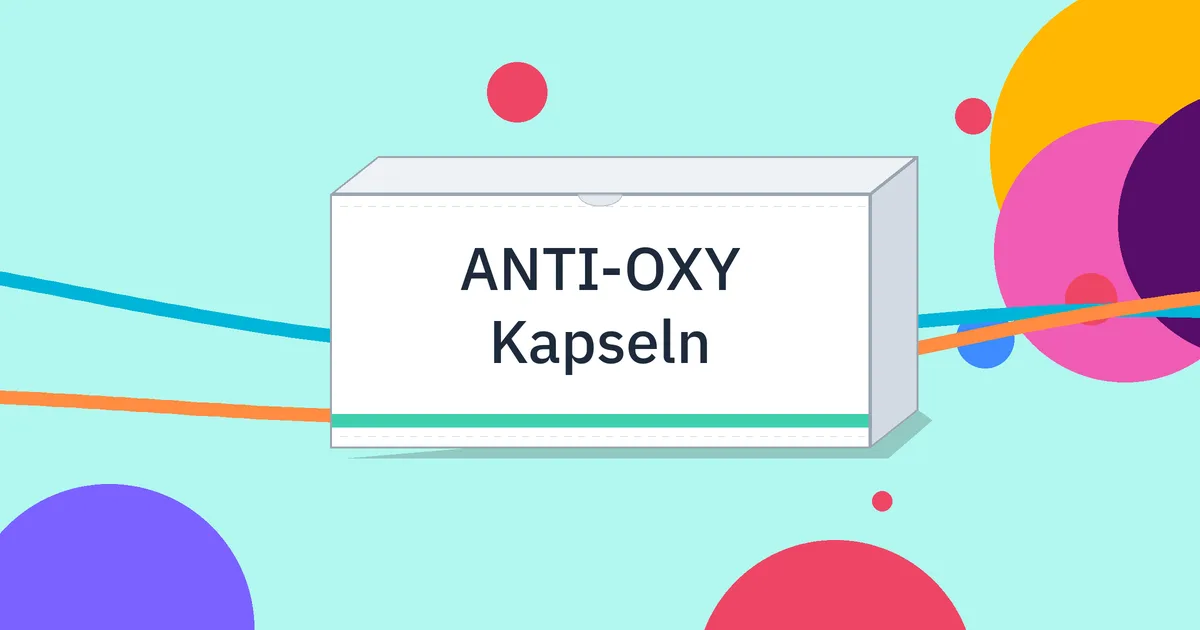 Symbolbild: Packung mit der Aufschrift ANTI-OXY Kapseln (PZN 00716514) – Verfügbarkeit und Bezug in Apotheken in Frankfurt am Main
