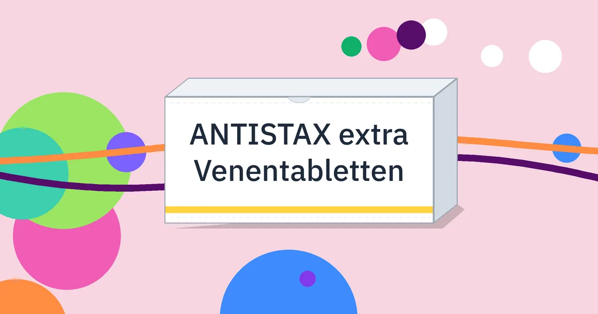 Symbolbild: Packung mit der Aufschrift ANTISTAX extra Venentabletten (PZN 09944501) – Verfügbarkeit und Bezug in Apotheken in Frankfurt am Main