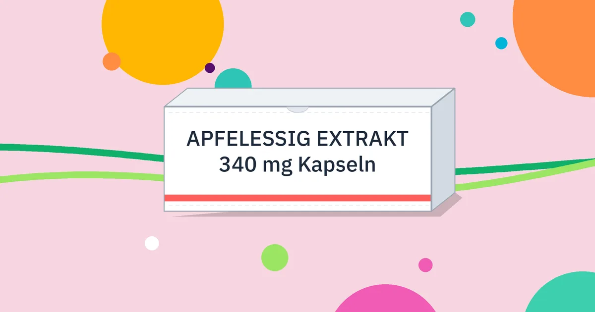 Symbolbild: Packung mit der Aufschrift APFELESSIG EXTRAKT 340 mg Kapseln (PZN 19642818) – Verfügbarkeit und Bezug in Apotheken in Frankfurt am Main