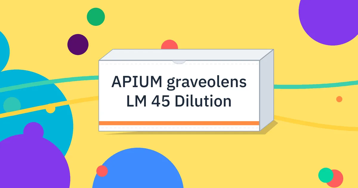 Symbolbild: Packung mit der Aufschrift APIUM graveolens LM 45 Dilution (PZN 13378734) – Verfügbarkeit und Bezug in Apotheken in Frankfurt am Main