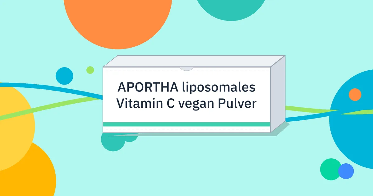 Symbolbild: Packung mit der Aufschrift APORTHA liposomales Vitamin C vegan Pulver (PZN 18707467) – Verfügbarkeit und Bezug in Apotheken in Frankfurt am Main