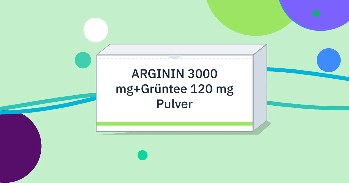 Symbolbild: Packung mit der Aufschrift ARGININ 3000 mg+Grüntee 120 mg Pulver (PZN 06726525) – Verfügbarkeit und Bezug in Apotheken in Frankfurt am Main