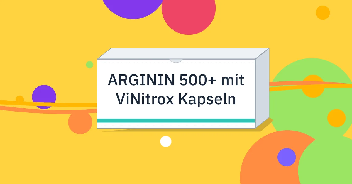 Symbolbild: Packung mit der Aufschrift ARGININ 500+ mit ViNitrox Kapseln (PZN 11558159) – Verfügbarkeit und Bezug in Apotheken in Frankfurt am Main
