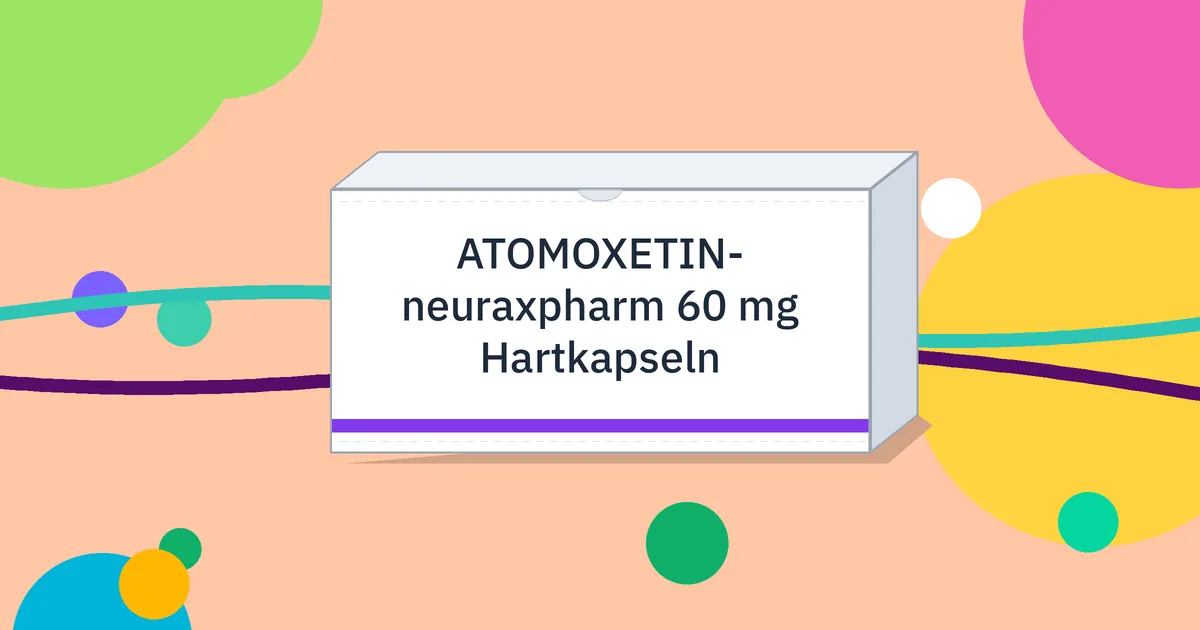 Symbolbild: Packung mit der Aufschrift ATOMOXETIN-neuraxpharm 60 mg Hartkapseln (PZN 14330296) – Verfügbarkeit und Bezug in Apotheken in Frankfurt am Main