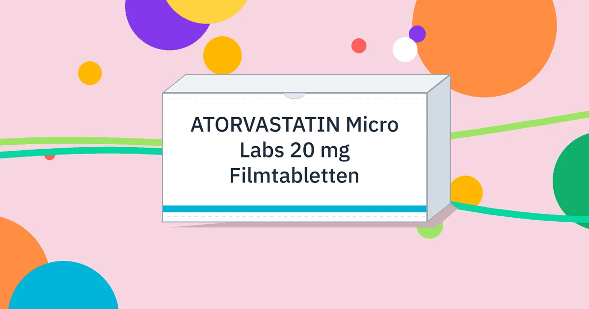 Symbolbild: Packung mit der Aufschrift ATORVASTATIN Micro Labs 20 mg Filmtabletten (PZN 16576280) – Verfügbarkeit und Bezug in Apotheken in Frankfurt am Main