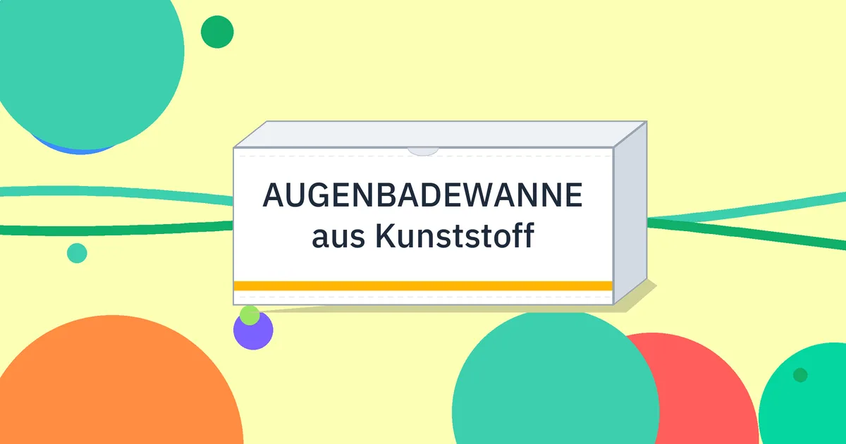 Symbolbild: Packung mit der Aufschrift AUGENBADEWANNE aus Kunststoff (PZN 04573477) – Verfügbarkeit und Bezug in Apotheken in Frankfurt am Main