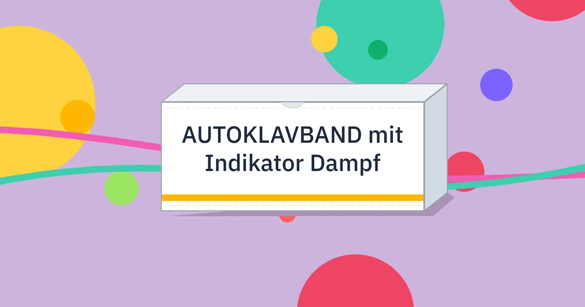 Symbolbild: Packung mit der Aufschrift AUTOKLAVBAND mit Indikator Dampf (PZN 19435798) – Verfügbarkeit und Bezug in Apotheken in Frankfurt am Main