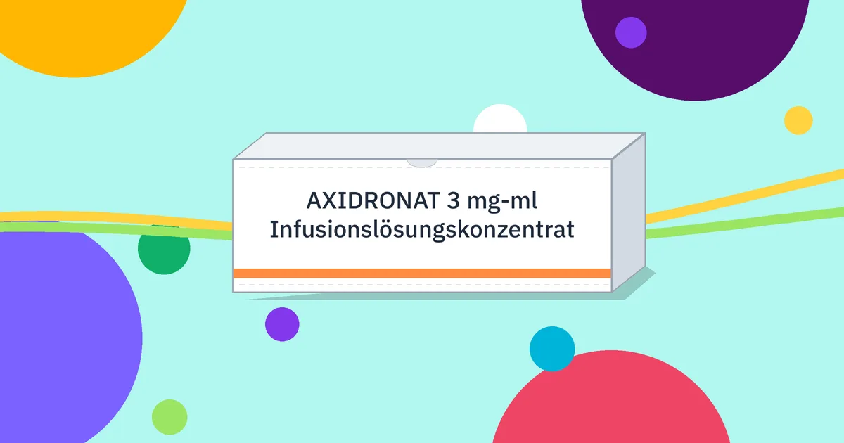 Symbolbild: Packung mit der Aufschrift AXIDRONAT 3 mg-ml Infusionslösungskonzentrat (PZN 05965386) – Verfügbarkeit und Bezug in Apotheken in Frankfurt am Main