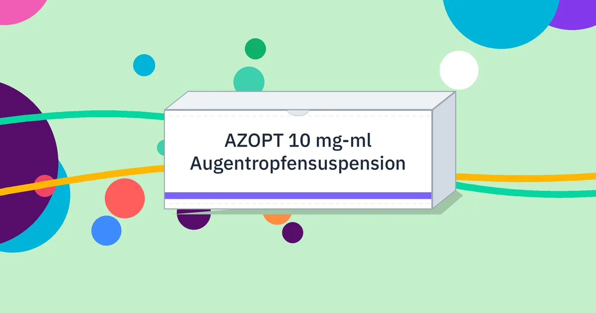 Symbolbild: Packung mit der Aufschrift AZOPT 10 mg-ml Augentropfensuspension (PZN 06920279) – Verfügbarkeit und Bezug in Apotheken in Frankfurt am Main