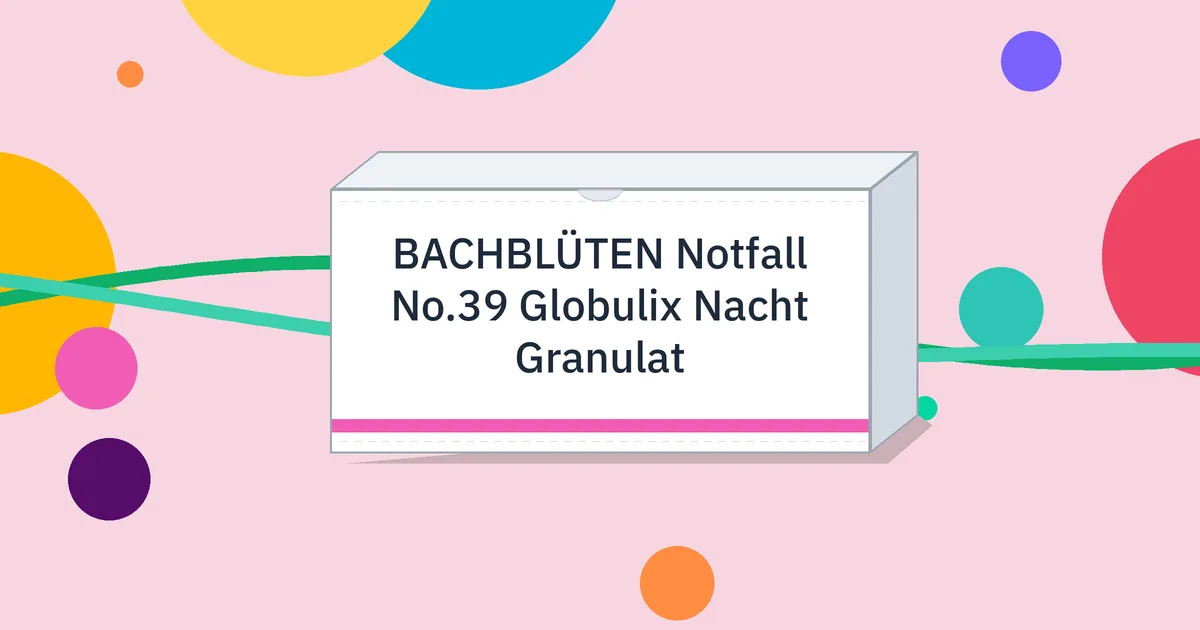 Symbolbild: Packung mit der Aufschrift BACHBLÜTEN Notfall No.39 Globulix Nacht Granulat (PZN 09892968) – Verfügbarkeit und Bezug in Apotheken in Frankfurt am Main