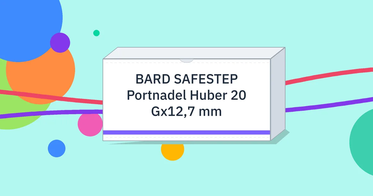 Symbolbild: Packung mit der Aufschrift BARD SAFESTEP Portnadel Huber 20 Gx12,7 mm (PZN 17296163) – Verfügbarkeit und Bezug in Apotheken in Frankfurt am Main