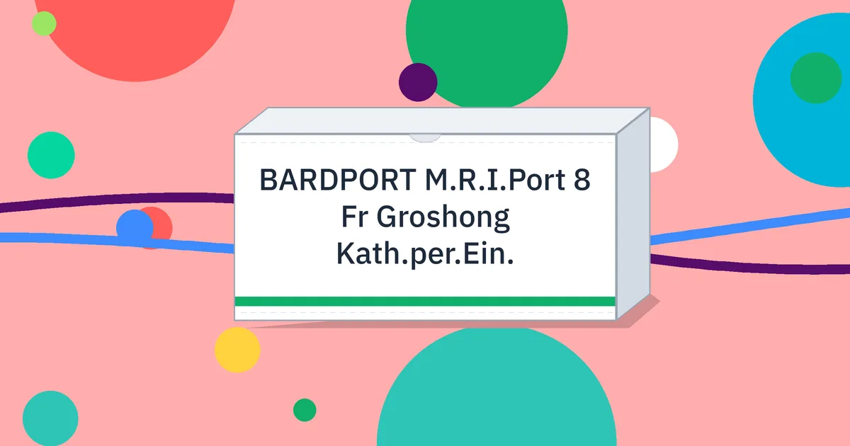 Symbolbild: Packung mit der Aufschrift BARDPORT M.R.I.Port 8 Fr Groshong Kath.per.Ein. (PZN 02755381) – Verfügbarkeit und Bezug in Apotheken in Frankfurt am Main