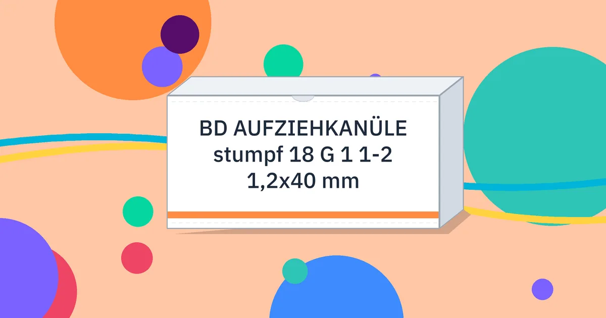 Symbolbild: Packung mit der Aufschrift BD AUFZIEHKANÜLE stumpf 18 G 1 1-2 1,2x40 mm (PZN 15739030) – Verfügbarkeit und Bezug in Apotheken in Frankfurt am Main