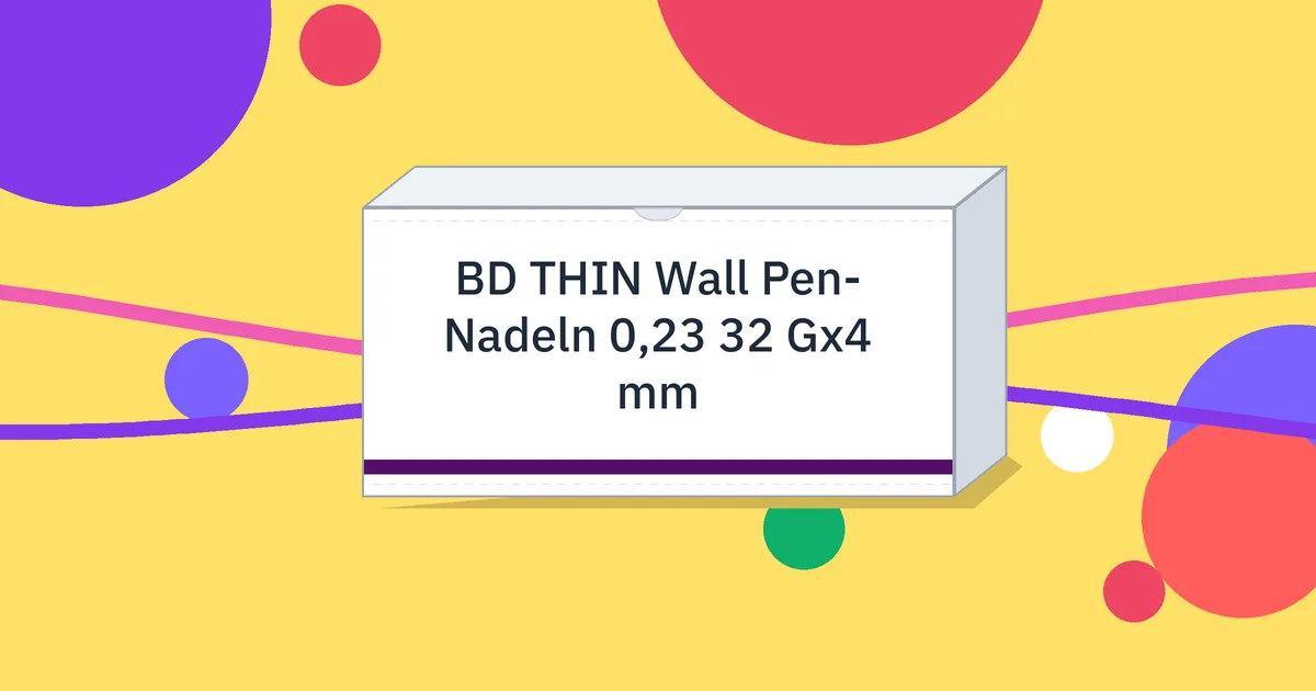 Symbolbild: Packung mit der Aufschrift BD THIN Wall Pen-Nadeln 0,23 32 Gx4 mm (PZN 13652514) – Verfügbarkeit und Bezug in Apotheken in Frankfurt am Main