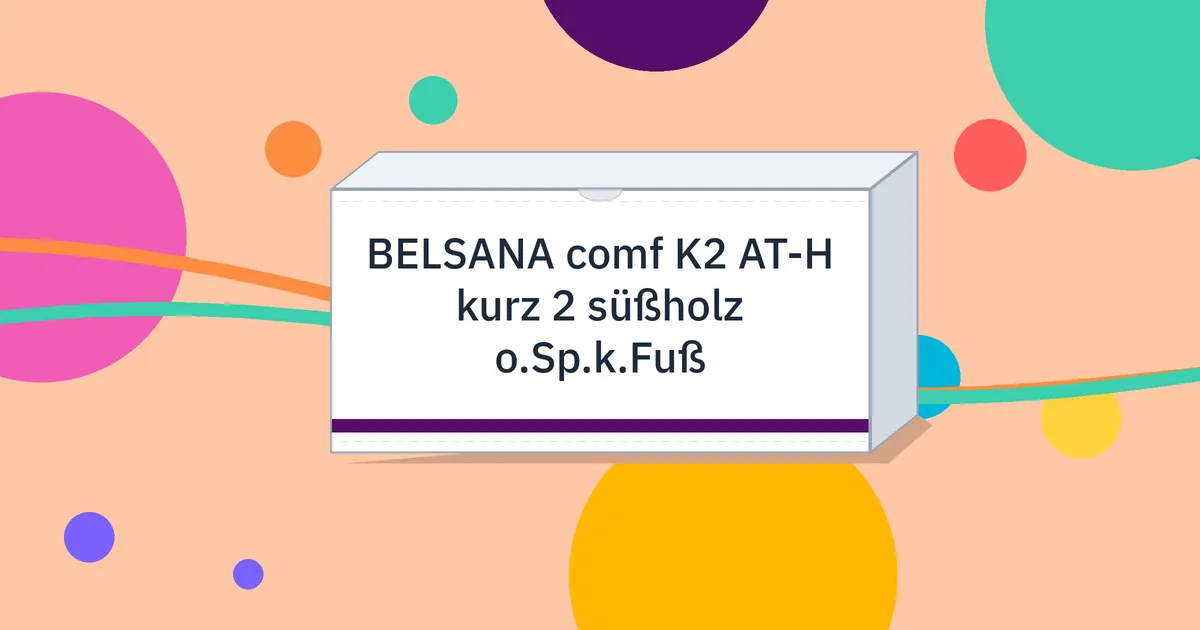 Symbolbild: Packung mit der Aufschrift BELSANA comf K2 AT-H kurz 2 süßholz o.Sp.k.Fuß (PZN 12328881) – Verfügbarkeit und Bezug in Apotheken in Frankfurt am Main