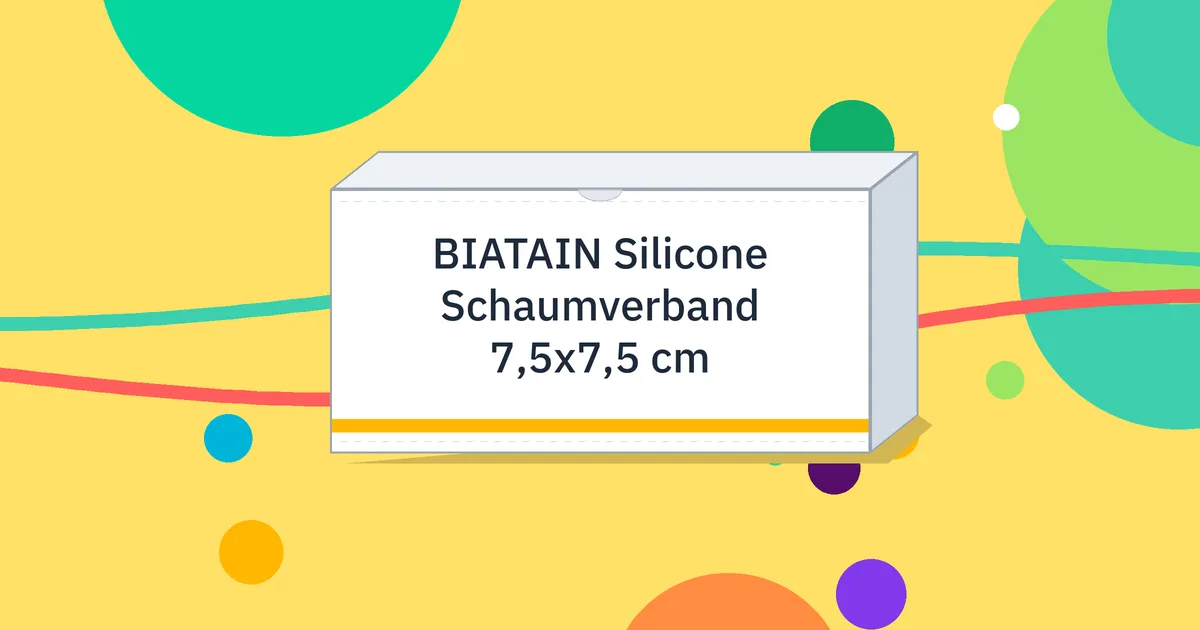 Symbolbild: Packung mit der Aufschrift BIATAIN Silicone Schaumverband 7,5x7,5 cm (PZN 11587072) – Verfügbarkeit und Bezug in Apotheken in Frankfurt am Main