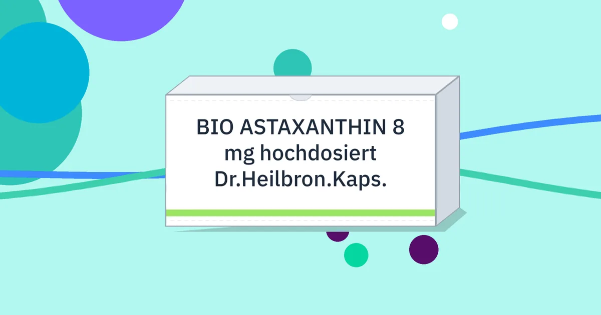 Symbolbild: Packung mit der Aufschrift BIO ASTAXANTHIN 8 mg hochdosiert Dr.Heilbron.Kaps. (PZN 19372359) – Verfügbarkeit und Bezug in Apotheken in Frankfurt am Main