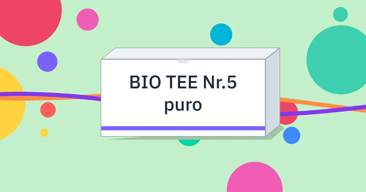 Symbolbild: Packung mit der Aufschrift BIO TEE Nr.5 puro (PZN 20843290) – Verfügbarkeit und Bezug in Apotheken in Frankfurt am Main