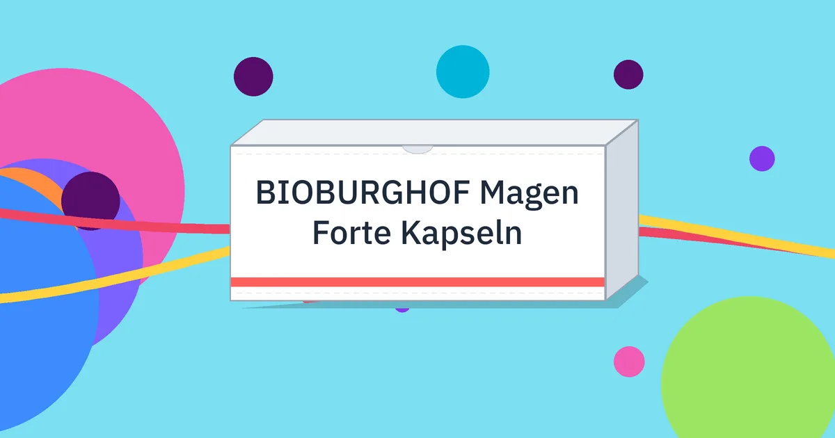 Symbolbild: Packung mit der Aufschrift BIOBURGHOF Magen Forte Kapseln (PZN 19905732) – Verfügbarkeit und Bezug in Apotheken in Frankfurt am Main