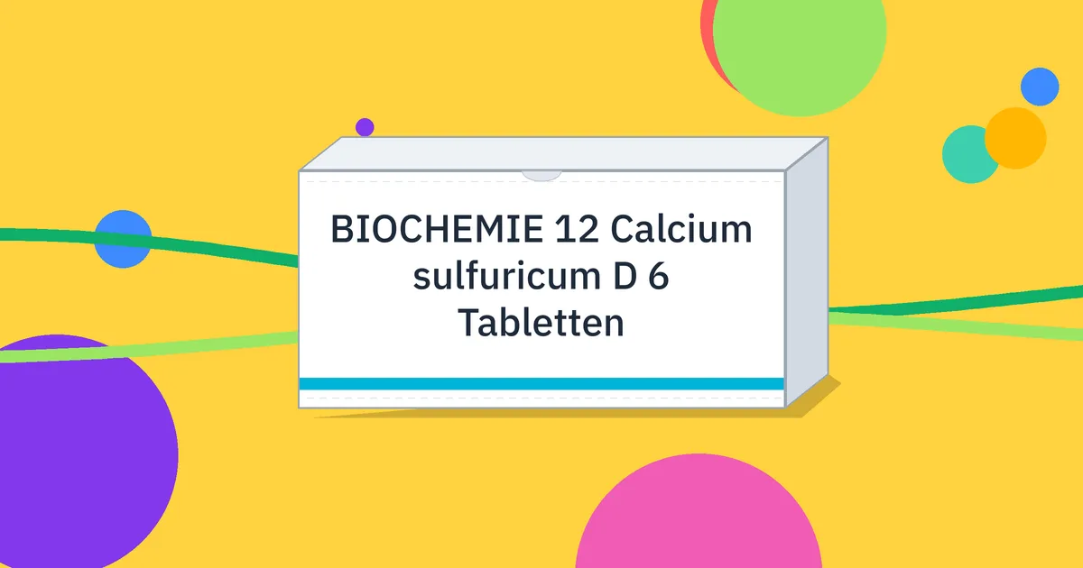 Symbolbild: Packung mit der Aufschrift BIOCHEMIE 12 Calcium sulfuricum D 6 Tabletten (PZN 03886702) – Verfügbarkeit und Bezug in Apotheken in Frankfurt am Main