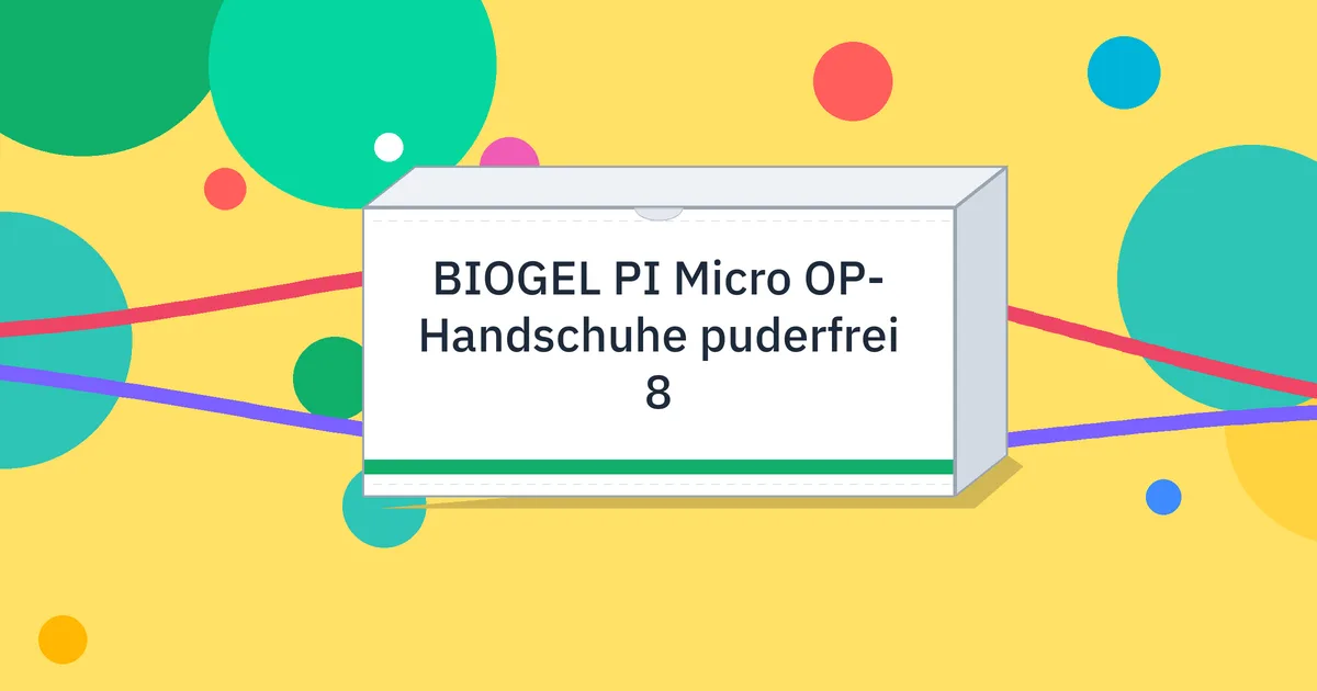 Symbolbild: Packung mit der Aufschrift BIOGEL PI Micro OP-Handschuhe puderfrei 8 (PZN 13864759) – Verfügbarkeit und Bezug in Apotheken in Frankfurt am Main