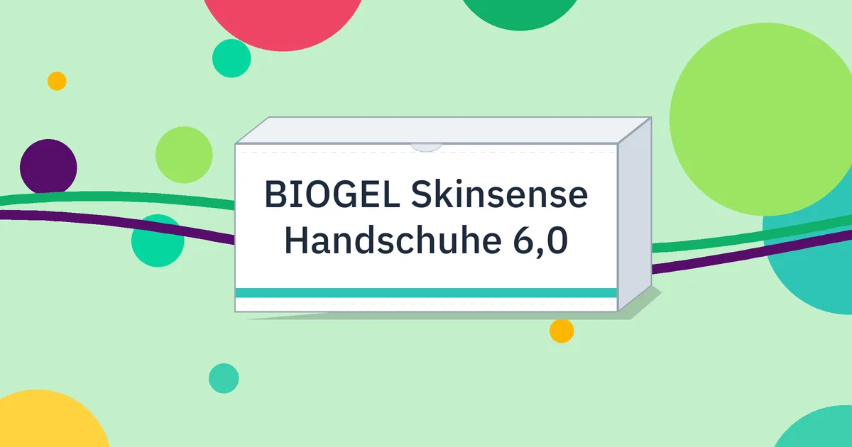 Symbolbild: Packung mit der Aufschrift BIOGEL Skinsense Handschuhe 6,0 (PZN 04702236) – Verfügbarkeit und Bezug in Apotheken in Frankfurt am Main