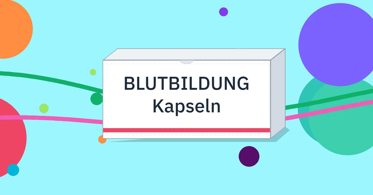 Symbolbild: Packung mit der Aufschrift BLUTBILDUNG Kapseln (PZN 17425815) – Verfügbarkeit und Bezug in Apotheken in Frankfurt am Main