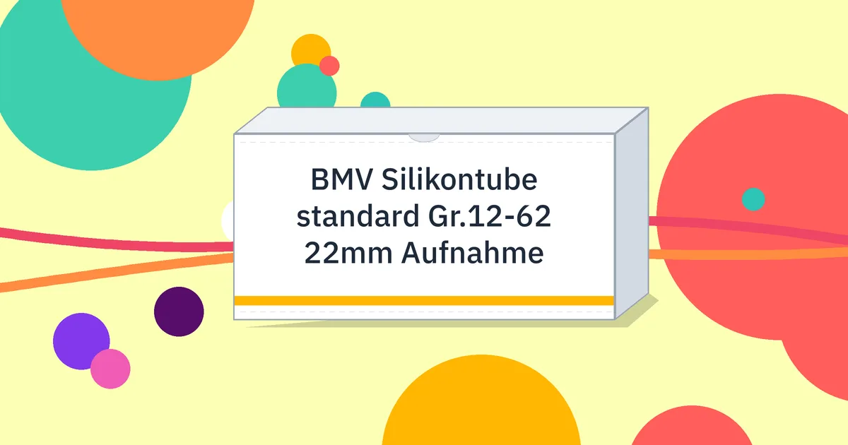 Symbolbild: Packung mit der Aufschrift BMV Silikontube standard Gr.12-62 22mm Aufnahme (PZN 18386193) – Verfügbarkeit und Bezug in Apotheken in Frankfurt am Main