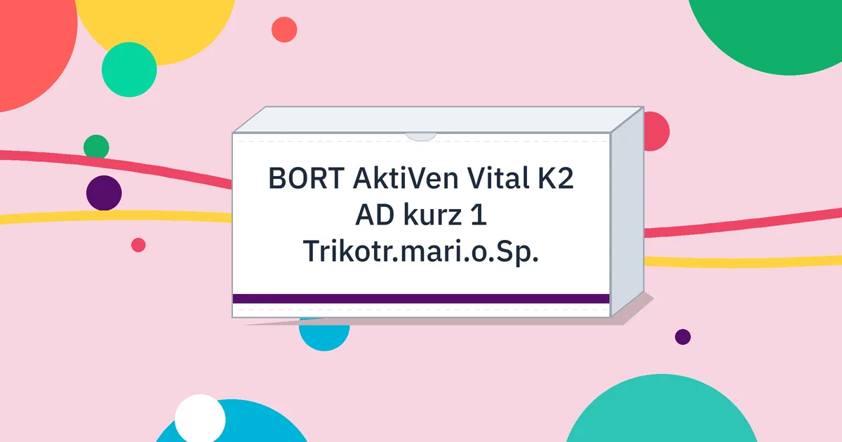 Symbolbild: Packung mit der Aufschrift BORT AktiVen Vital K2 AD kurz 1 Trikotr.mari.o.Sp. (PZN 13727732) – Verfügbarkeit und Bezug in Apotheken in Frankfurt am Main