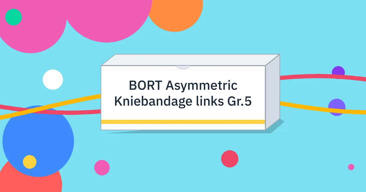 Symbolbild: Packung mit der Aufschrift BORT Asymmetric Kniebandage links Gr.5 (PZN 16843404) – Verfügbarkeit und Bezug in Apotheken in Frankfurt am Main