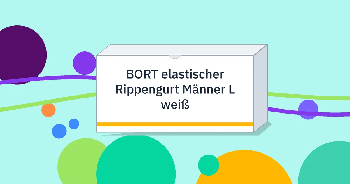 Symbolbild: Packung mit der Aufschrift BORT elastischer Rippengurt Männer L weiß (PZN 02740310) – Verfügbarkeit und Bezug in Apotheken in Frankfurt am Main