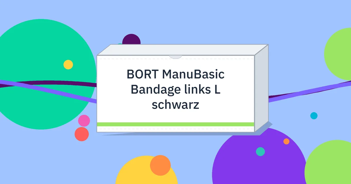 Symbolbild: Packung mit der Aufschrift BORT ManuBasic Bandage links L schwarz (PZN 02760028) – Verfügbarkeit und Bezug in Apotheken in Frankfurt am Main