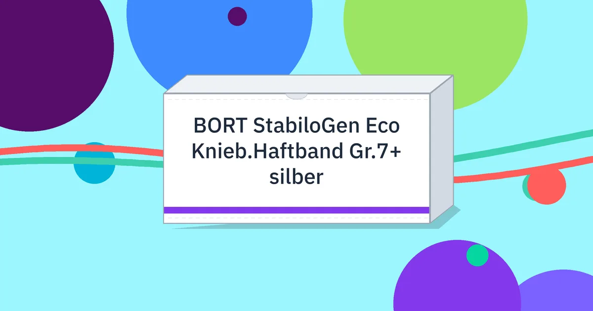 Symbolbild: Packung mit der Aufschrift BORT StabiloGen Eco Knieb.Haftband Gr.7+ silber (PZN 18270119) – Verfügbarkeit und Bezug in Apotheken in Frankfurt am Main