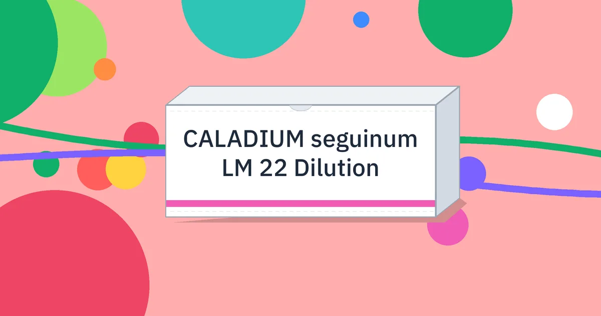 Symbolbild: Packung mit der Aufschrift CALADIUM seguinum LM 22 Dilution (PZN 13404101) – Verfügbarkeit und Bezug in Apotheken in Frankfurt am Main